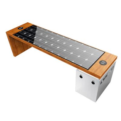 China 304 Stainless Steel Smart Solar Bench 1800×450×450mm with Begonia Wood Slats and Solar Charging for Outdoor Use for sale
