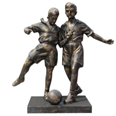 China Bronze Football Boy Statue 1500mm Height Garden Decorative Metal Sculpture with Custom Colors for sale
