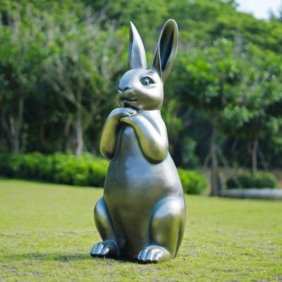 China Bronze Rabbit Garden Statue 800mm Height Custom Size Metal Sculpture with Anti-Rust Finish for sale