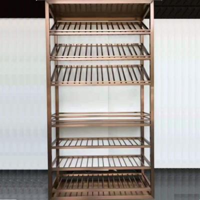 China Champagne Gold Stainless Steel Wine Cabinet 1000×2500mm with Temperature Control and Custom Options for sale
