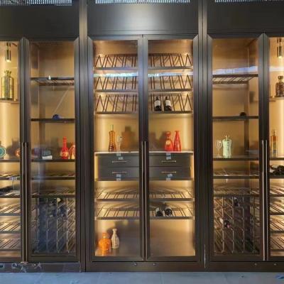 China Custom 1200x2500mm Luxury Wine Cabinet with Cigar Storage | Stainless Steel & Oak Construction | 5-20°C Temperature Control for sale