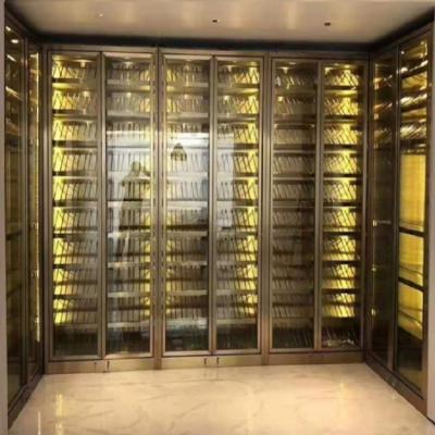 China Custom Stainless Steel 304 Wine Cabinet with Tempered Glass - Light Luxury Design for Restaurants for sale