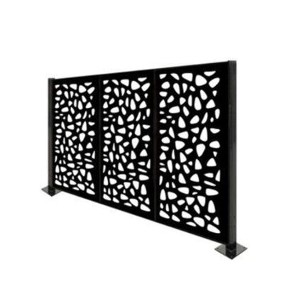 China Laser Cut Black Aluminum Privacy Fence Panels 1000×2000mm - Modern Metal Garden Fencing with Custom Sizes for sale