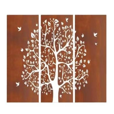 China Corten Steel Privacy Fence Panels 1000x2000mm Weatherproof Metal Art Screens for Garden Security for sale