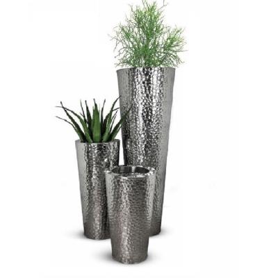 China Hammered Pattern Aluminum Flower Pot 600mm-1200mm Rust-Proof Cone Design for Home & Garden for sale