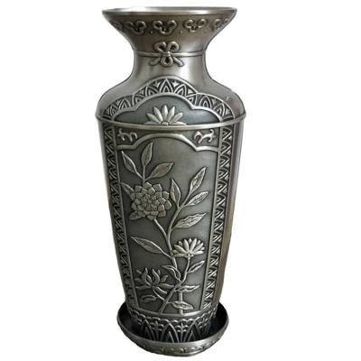 China 300mm Aluminum Metal Flower Vase with Galvanized Finish for Living Room and Garden Decoration for sale
