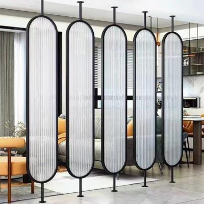 China Custom Laser Cut Metal Glass Room Divider 1000×2000mm Stainless Steel Modern Partition Screen for sale