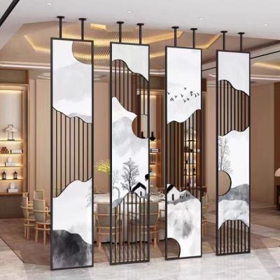 China Art Privacy Laser Cut Metal Room Divider 1000x2000mm with Marble Decoration - Stainless Steel Hairline Finish for sale