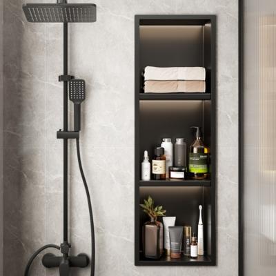 China 300×500mm Stainless Steel Shower Niche - Black Modern Bathroom Storage with 3-Tier Shelves for sale