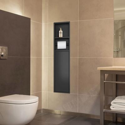 China 3-Tier Stainless Steel Shower Niche with Door - 300×500mm Customizable Wall Recessed Shelf for sale