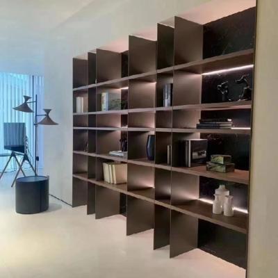 China 201/304 Stainless Steel Freestanding Bookshelf Room Divider - 300×2500mm Customizable Display Shelves for sale