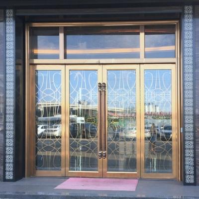 China Stainless Steel Decorative Entry Door 2000x2500mm with Rose Gold Finish and Security Lock for sale