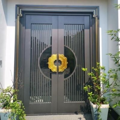 China Galvanized Steel Decorative Metal Front Doors 2000×2500mm With Gold Handles - Custom Luxury Entry Doors for sale