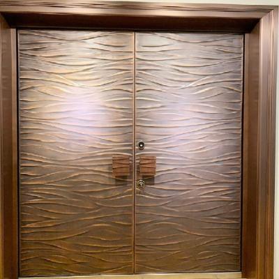 China Cast Bronze and Copper Exterior Front Double Doors 2000x2500mm for Villa Apartment Entry for sale