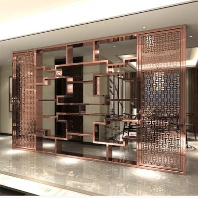 China Rose Gold Stainless Steel Decorative Shelf Room Divider - Custom Sizes, 201/304 Grade, 5-Year Warranty for sale