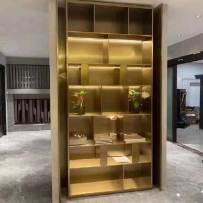 China Gold Stainless Steel Decorative Wall Shelf 300x2500mm with 5-Year Warranty for Living Room Display for sale
