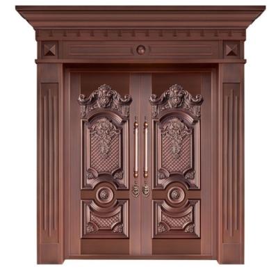 China Bronze and Copper Double Entry Door 2000×2500mm with Embossed Floral Design - Luxury Villa Main Entrance for sale