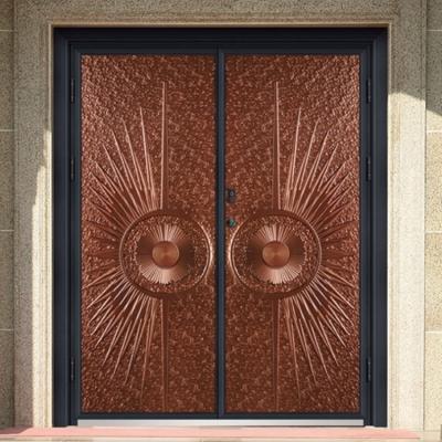 China Bronze Decorative Double Entry Door 2000×2500mm with Anti-Corrosion Finish and Class C Lock for Luxury Villa Entrance for sale
