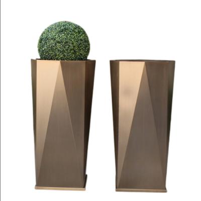 China Octagonal Metal Flower Planter 600mm Height Galvanized Steel Outdoor Plant Pot for Patio Balcony Garden for sale