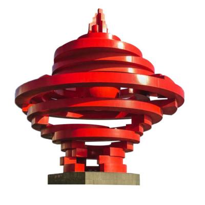 China Red Outdoor Abstract Metal Sculpture 2000mm Galvanized Steel Art Decor for sale