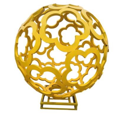 China Large Metal Flower Ball Sphere Sculpture 2500mm Stainless Steel Garden Ornament for sale