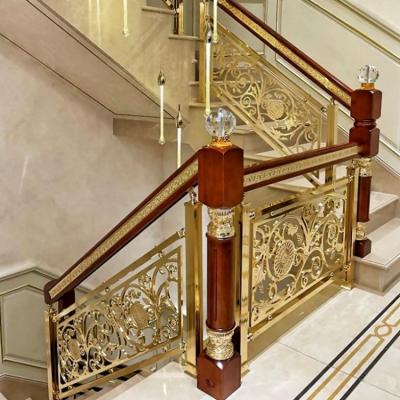 China Gold Plated Stainless Steel Stair Railings - 850mm Height, Custom Shapes & Colors for Outdoor & Indoor Use for sale