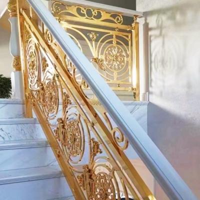 China Luxury Gold Metal Stair Railing - 850mm Height Aluminum Interior Design for Villa and Commercial Buildings for sale