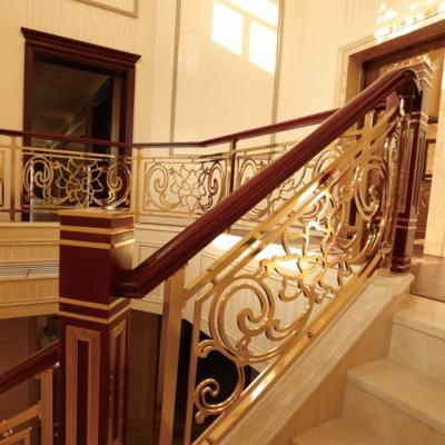 China Villa Stainless Steel Stair Railing 850mm Height with Golden Finish - Custom Luxury Handrail for Home & Commercial Use for sale