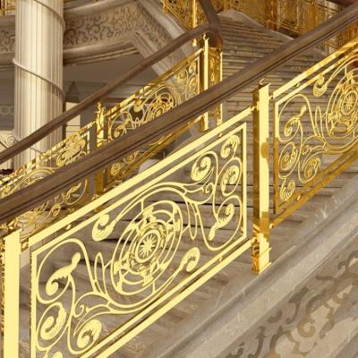 China Custom Solid Aluminum Stair Railing 850mm Height with Gold Finish - Modern Luxury Design for Villa Homes for sale