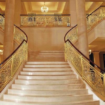China Carve Metal Stair Railing 850mm Height Customizable in Golden, Rose Gold & Black Colors for Modern Luxury Staircases for sale