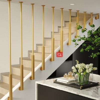China Custom Aluminum Stainless Steel Stair Railing 850mm Height Gold Finish - Anti-Rust Handrail with 5-Year Warranty for sale