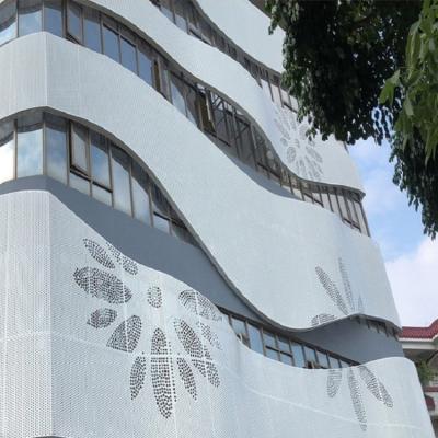 China White Unitized Metal Curtain Wall Perforated Panels 1000×1000mm Aluminum Exterior Facade for sale