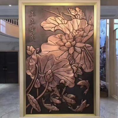 China Classic Bronze Room Divider 1000×2000mm Copper Etched Metal Wall Panel with 5-Year Warranty for sale