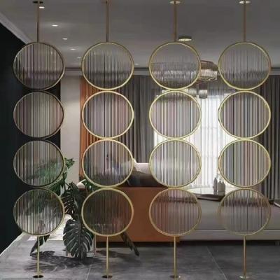 China Stainless Steel Room Divider 300x2000mm Customizable Round Metal Glass Panel for sale