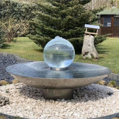 China Stainless Steel Sphere Water Feature Mirror Polished Rotating Ball Fountain Custom Size for sale
