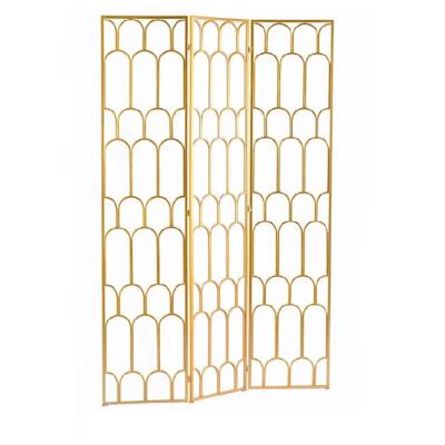 China Foldable 3-Panel Metal Room Divider Screen 1000×2000mm Stainless Steel with Rose Gold Finish for Hotel and Office for sale