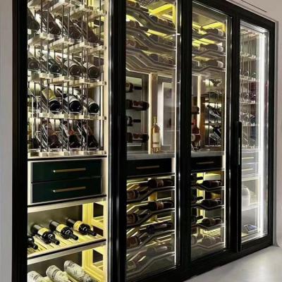 China Black Metal Wine Cabinet 1000×2500mm Stainless Steel Floor Standing Embedded Wine Locker with Custom Options for sale