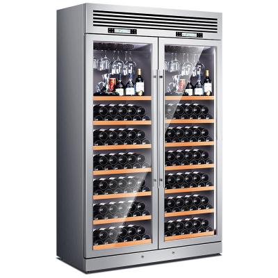 China High-End Stainless Steel Wine Cabinet 1000x2500mm Customizable Silver Finish for sale