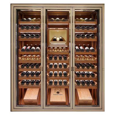 China Stainless Steel Wine Cabinet 1000x2500mm with Glass Door Freestanding Wine Rack Customizable for sale