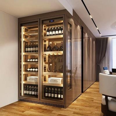 China Gold Metal Wine Cabinet Stainless Steel 201/304 Tall Wine Rack 1000x2500mm Custom for sale