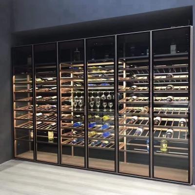 China Stainless Steel Wine Cabinet Thermostatic 1000x2500mm Gold Color Customizable Wine Rack for sale