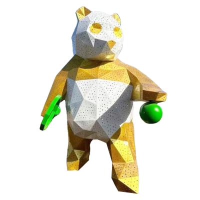 China Custom Stainless Steel Bear Sculpture 2000mm Outdoor Colorful Metal Art for sale