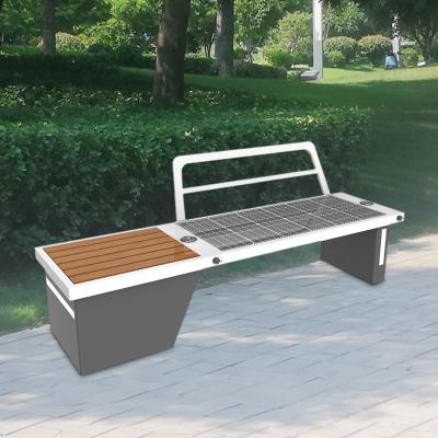China Galvanized Steel Solar Powered Smart Bench 1800mm with 100W Panel USB Charging for sale