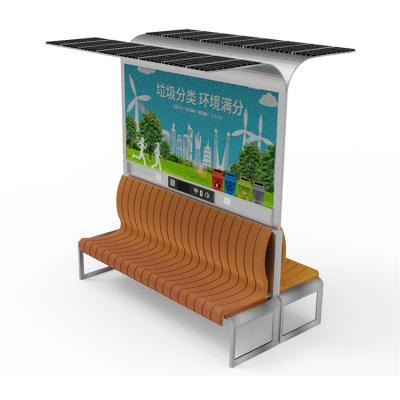 China Hairline Solar Smart Bench 2000mm with Advertising Screen Double-Sided Seats 100W Panel for sale
