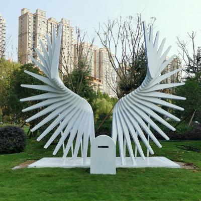 China Stainless Steel Human Body Induction Wing Sculpture with LED Light 2000mm Customizable for sale
