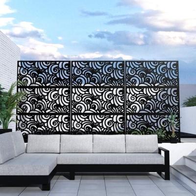 China Laser Cut Black Aluminum Fence Panel 5 ft x 8 ft | Decorative Metal Security Fence with Custom Sizes for sale