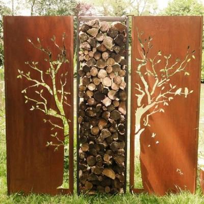 China Matte Corten Steel Perforated Metal Fence Panel Tree Pattern 1000x2000mm Custom for sale