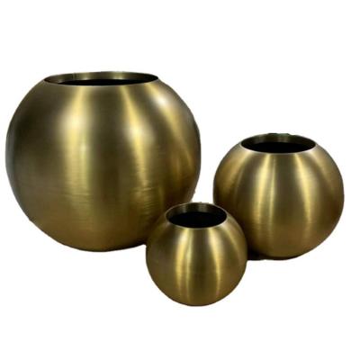 China Round Stainless Steel Flower Planter Pot 1000mm Outdoor Spheroidal Large Metal for sale