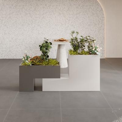 China Stainless Steel Stackable Planter Box 800mm Outdoor Decorative Flower Pot for sale