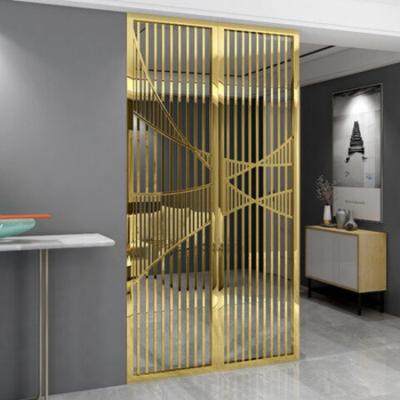 China Gold Stainless Steel Room Divider 600x2000mm Decorative Partition Modern Home for sale
